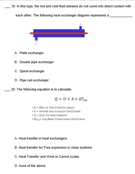 Solved 19. In this type, the hot and cold fluid streams do | Chegg.com