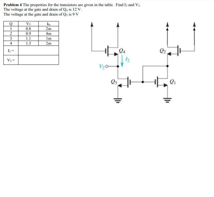 Solved Problem 4 The properties for the transistors are | Chegg.com