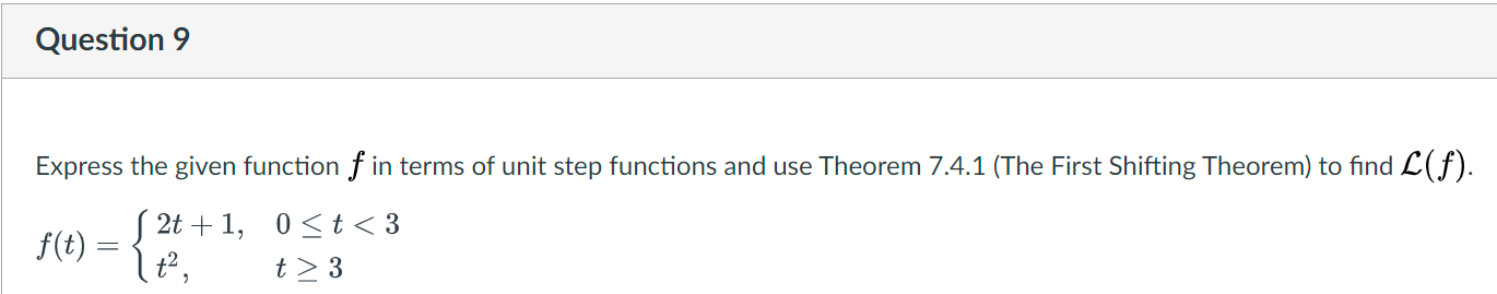 Solved Express the given function f in terms of unit step | Chegg.com
