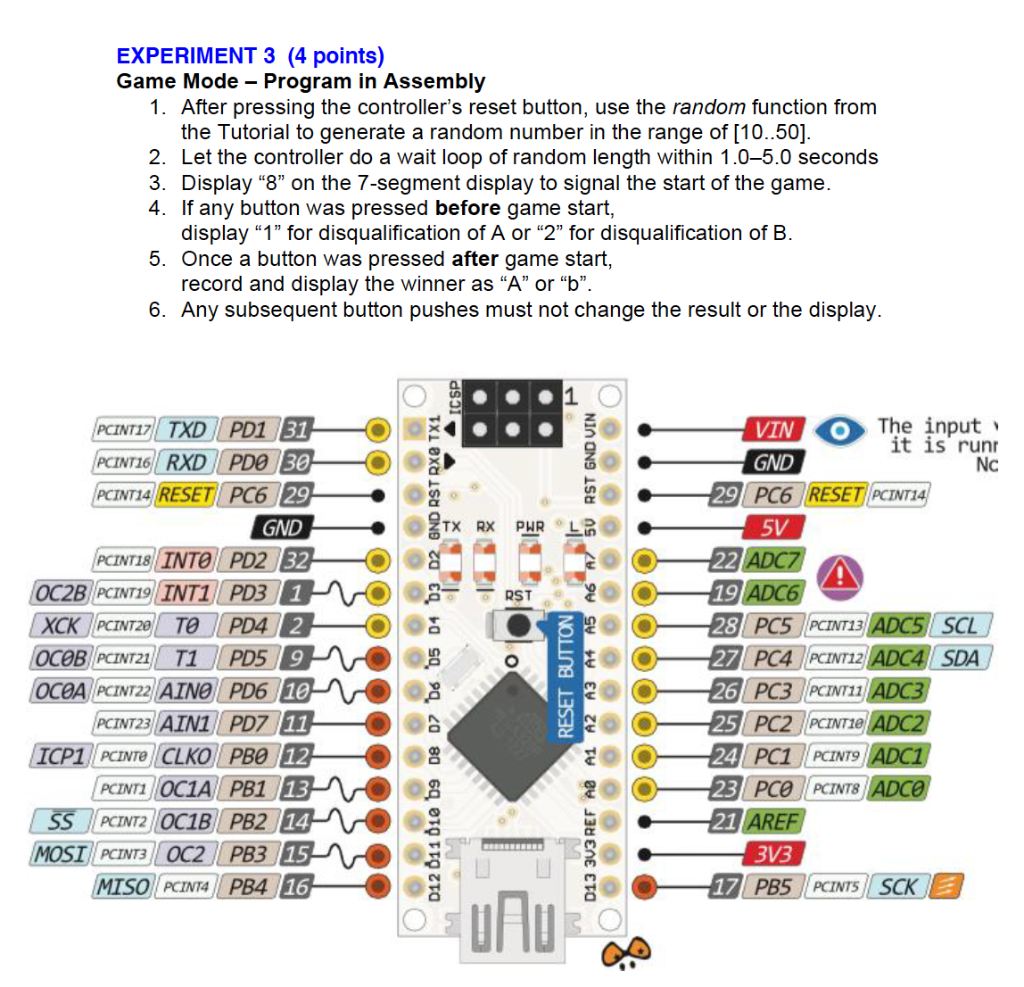 EXPERIMENT 3 (4 points) Game Mode - Program in | Chegg.com