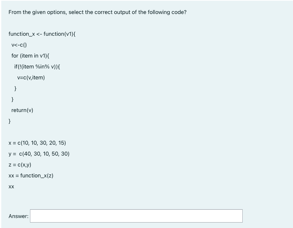 Solved From the given options, select the correct output of | Chegg.com