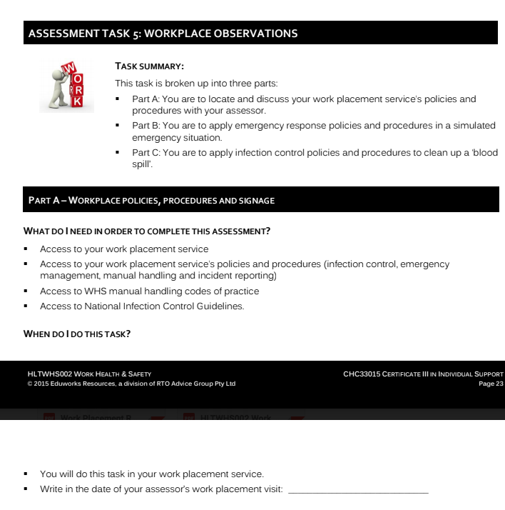 STUDENT ASSESSMENT BOOKLET CHC33015 CERTIFICATE II... | Chegg.com