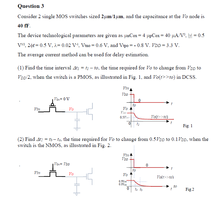 Solved Consider 2 single MOS switches sized 2μm/1μm, and the | Chegg.com
