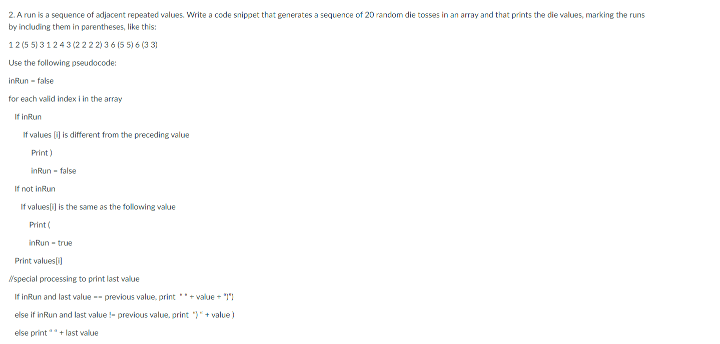 2 A Run Is A Sequence Of Adjacent Repeated Values 