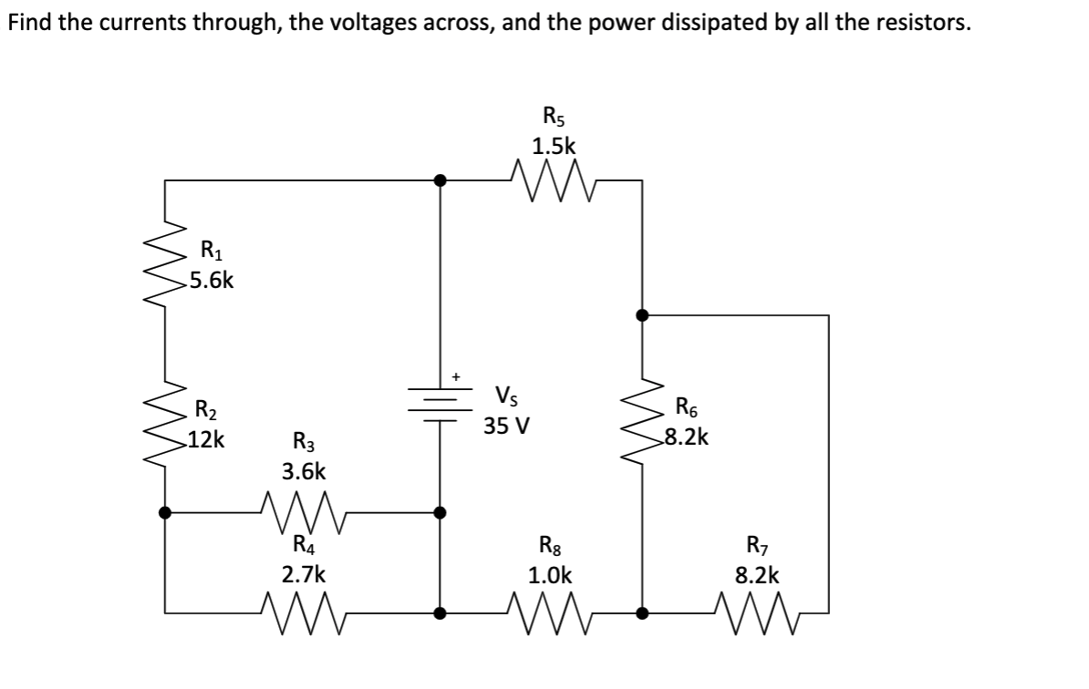Solved Find the currents through, the voltages across, and | Chegg.com