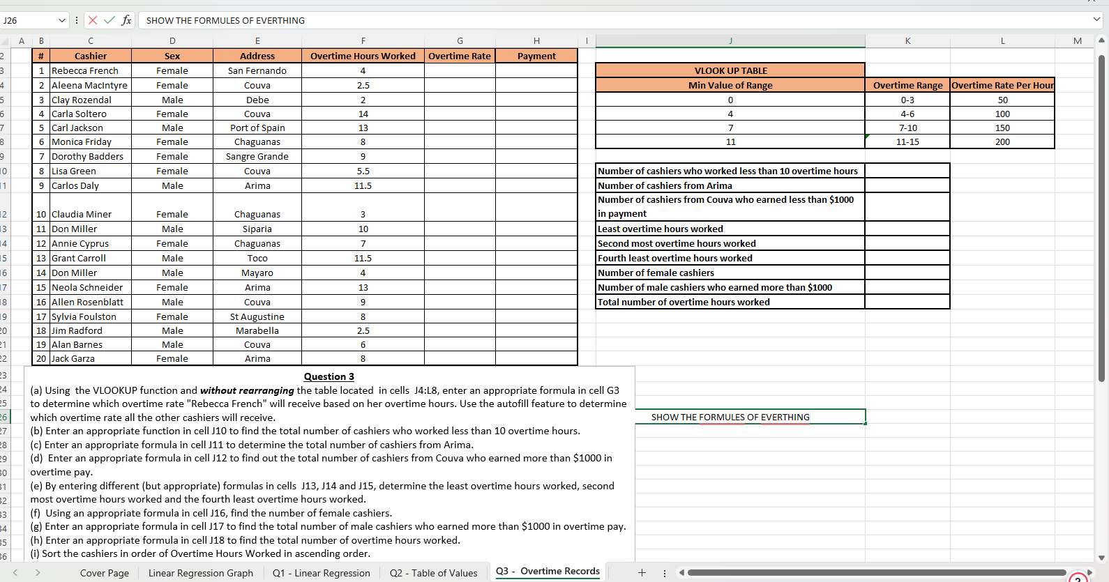 Solved (a) Using the VLOOKUP function and without | Chegg.com