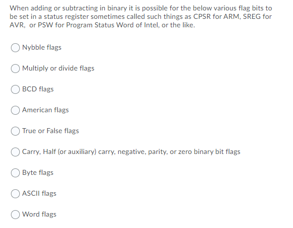 Solved When adding or subtracting in binary it is possible | Chegg.com