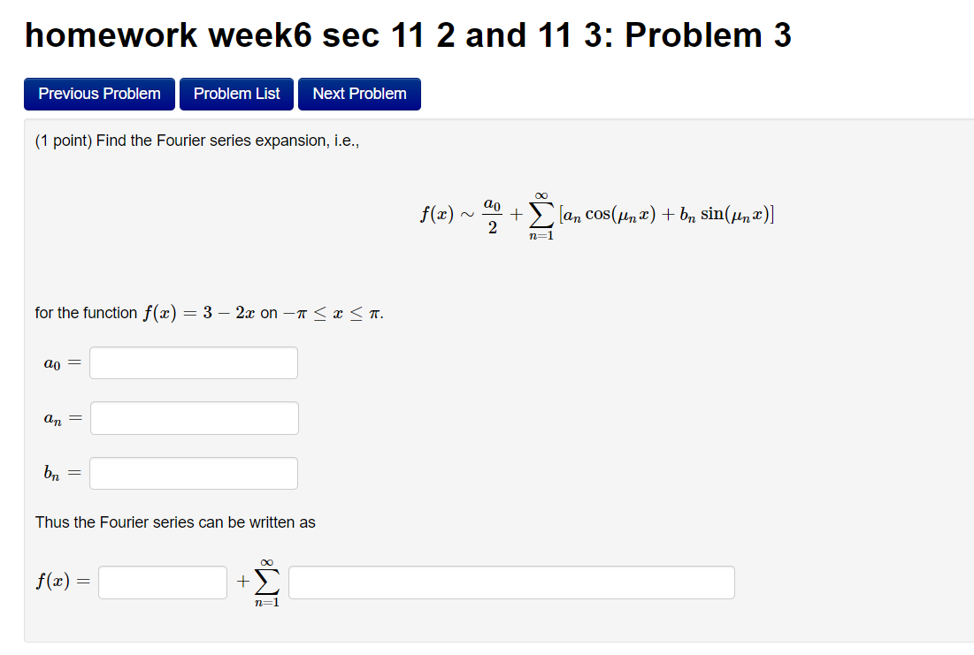 Solved homework week 6 sec 112 and 11 3: Problem 3 (1 point) | Chegg.com