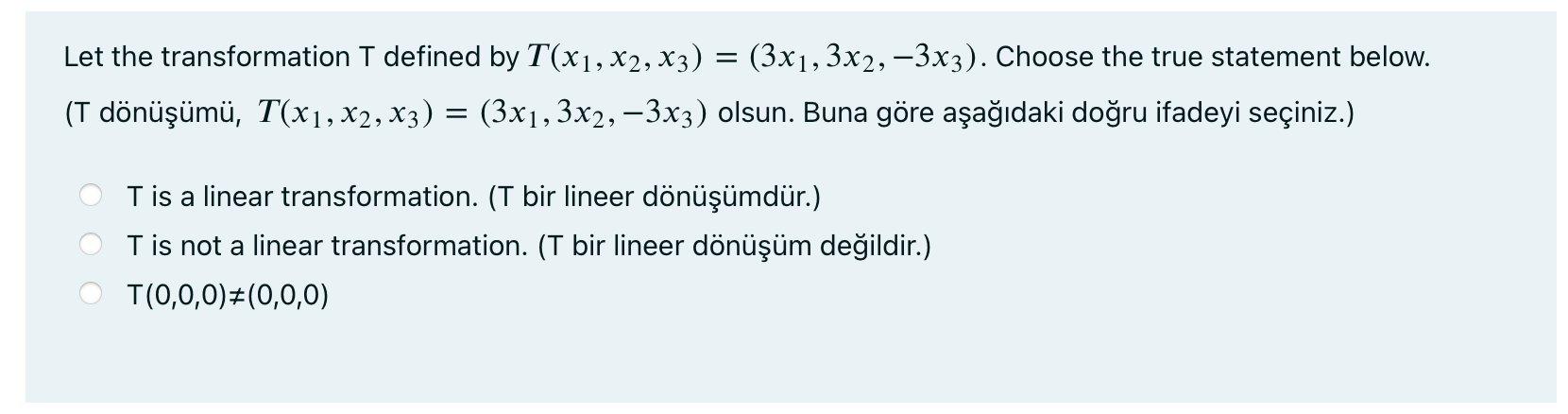 Solved Let the transformation T defined by T(X1, X2, X3) = | Chegg.com
