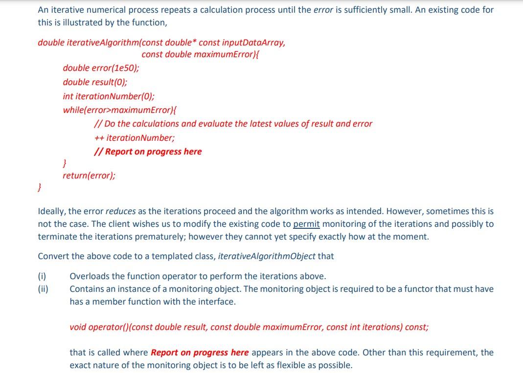 Solved An iterative numerical process repeats a calculation | Chegg.com