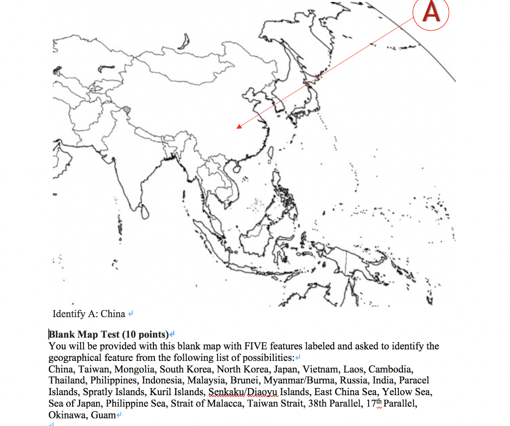 Solved A Identify A: China Blank Map Test (10 points) You | Chegg.com