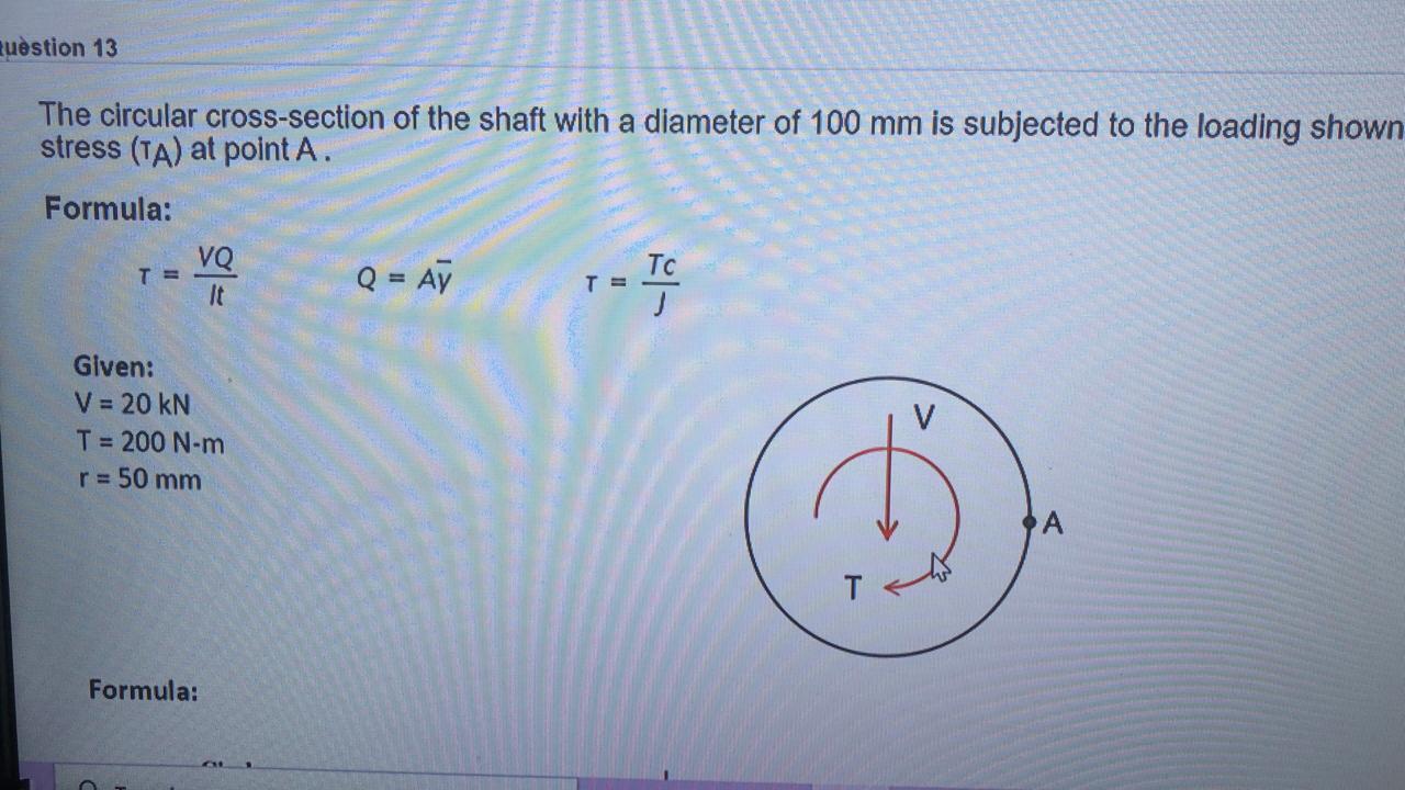 Solved The circular cross-section of the shot with a | Chegg.com