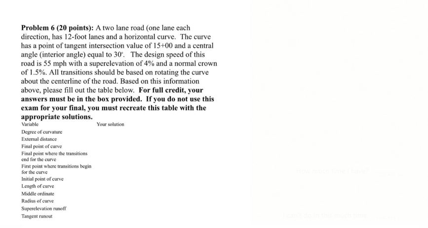 Problem 6 (20 points): A two lane road (one lane each | Chegg.com