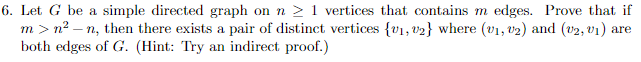 Solved 6. Let G be a simple directed graph on n > 1 vertices | Chegg.com
