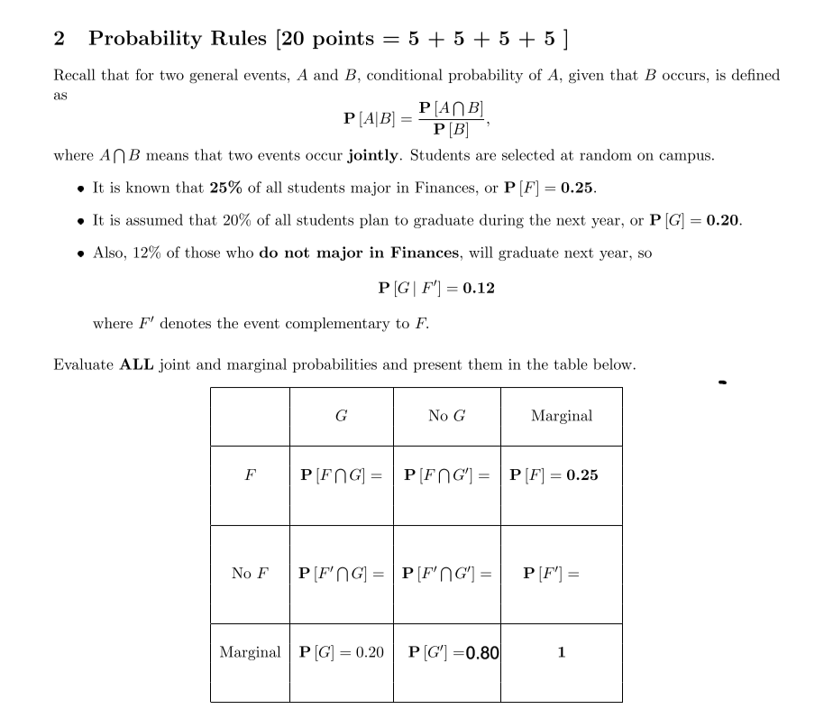 Solved as 2 Probability Rules (20 points = 5 + 5 + 5 + 5 ] | Chegg.com