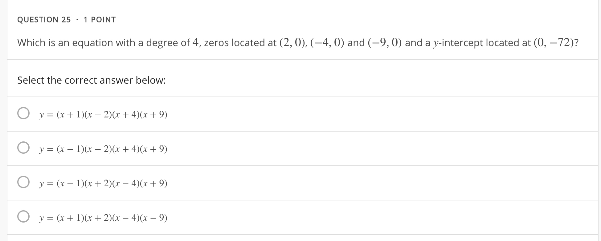 Solved Question 25 1 Point Which Is An Equation With A 
