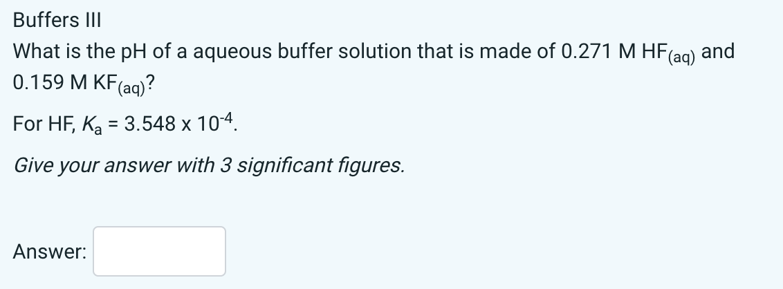 Solved Buffers III What is the pH of a aqueous buffer | Chegg.com