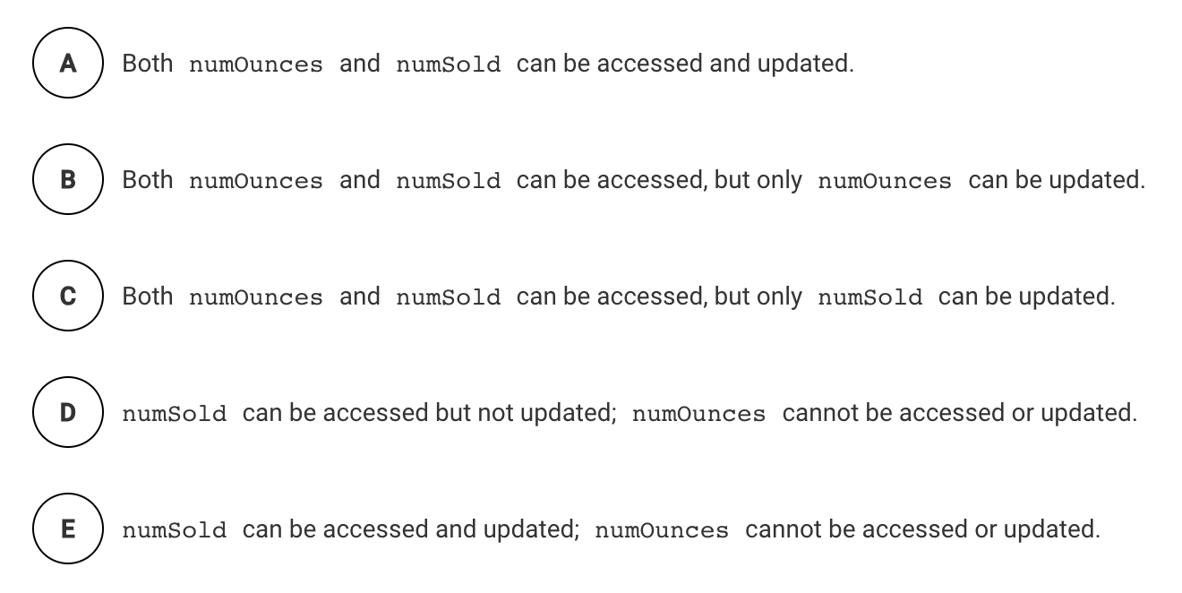 Solved Consider the following class definition. public class | Chegg.com