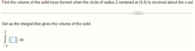 Solved Find the volume of the solid torus formed when the | Chegg.com