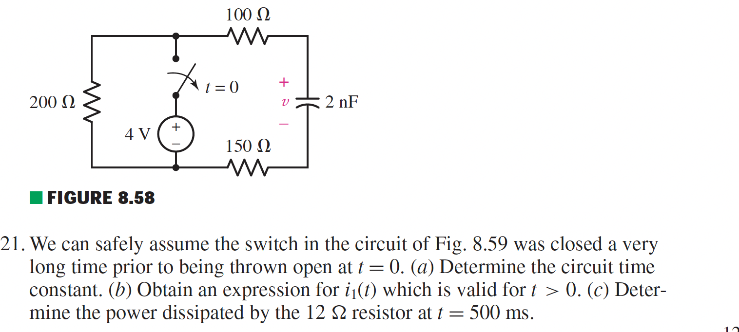 Solved FIGURE 8.58 1. We can safely assume the switch in the | Chegg.com