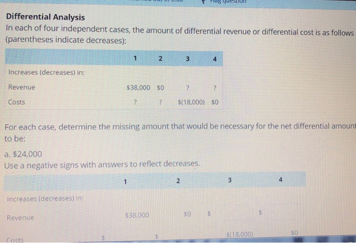Solved las question Differential Analysis In each of four | Chegg.com