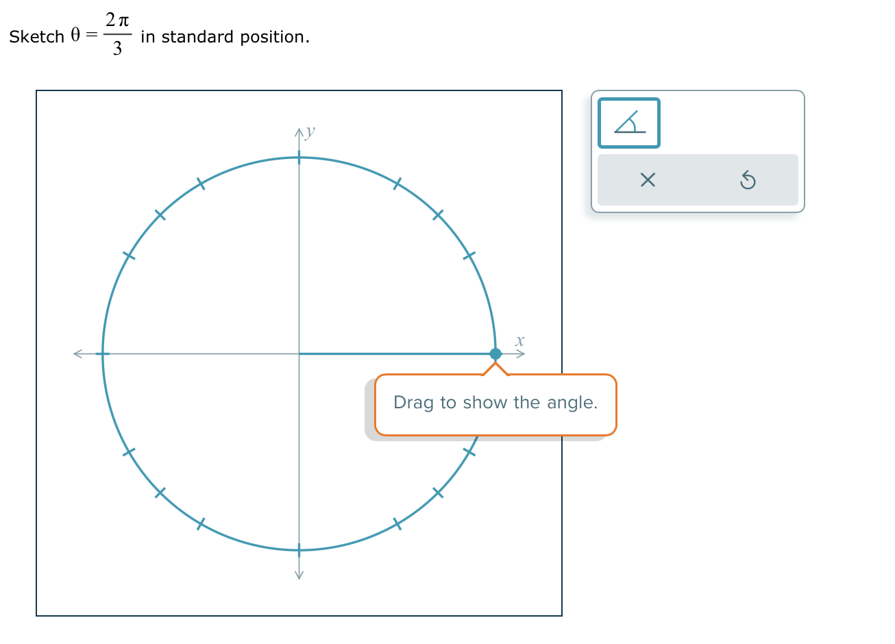 Solved Sketch θ=2π3 ﻿in standard position. | Chegg.com