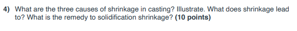 Solved 4) What are the three causes of shrinkage in casting? | Chegg.com