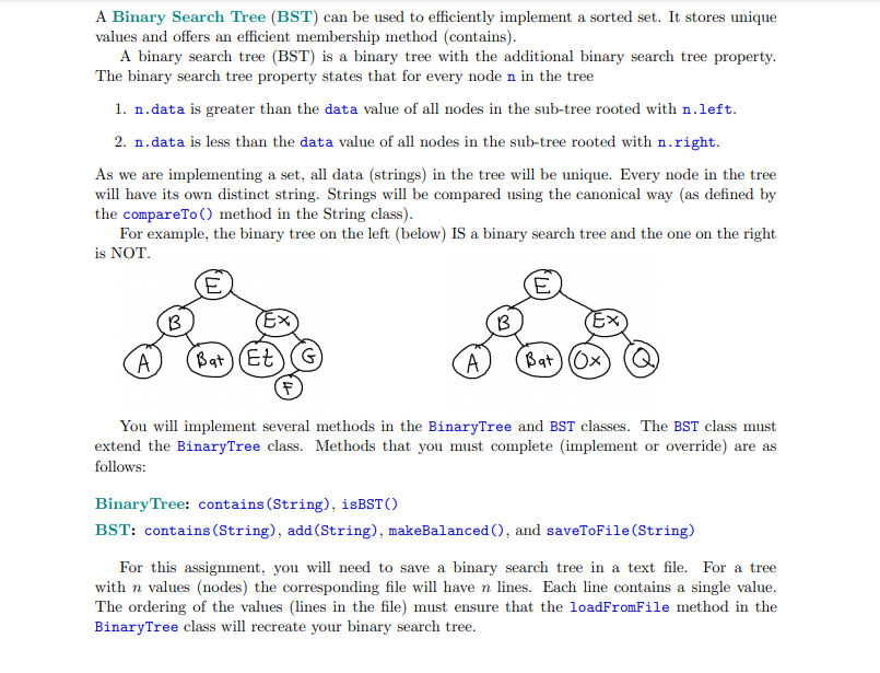 This is the binary tree class import java.io.File; | Chegg.com
