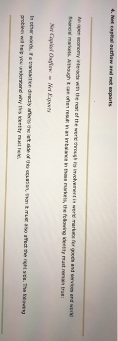 Solved 4. Net capital outflow and net exports An open | Chegg.com