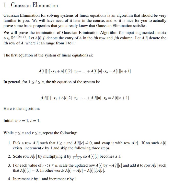 1 Gaussian Elimination Gaussian Elimination for | Chegg.com