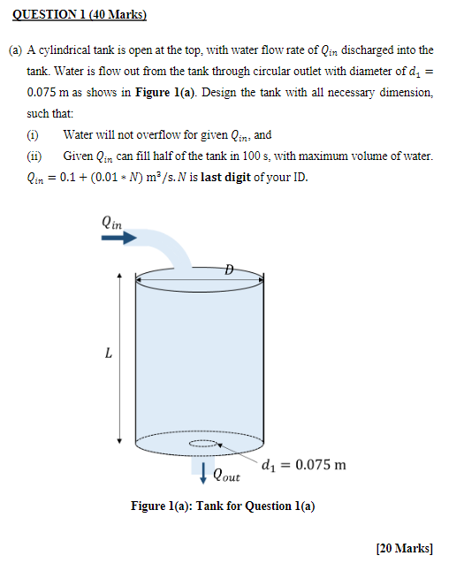 Solved (a) A cylindrical tank is open at the top, with water | Chegg.com