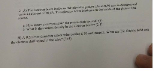 Solved 2. A) The electron beam inside an old television | Chegg.com