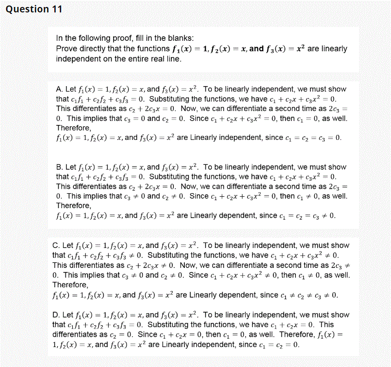 Solved Question 11 In the following proof, fill in the | Chegg.com