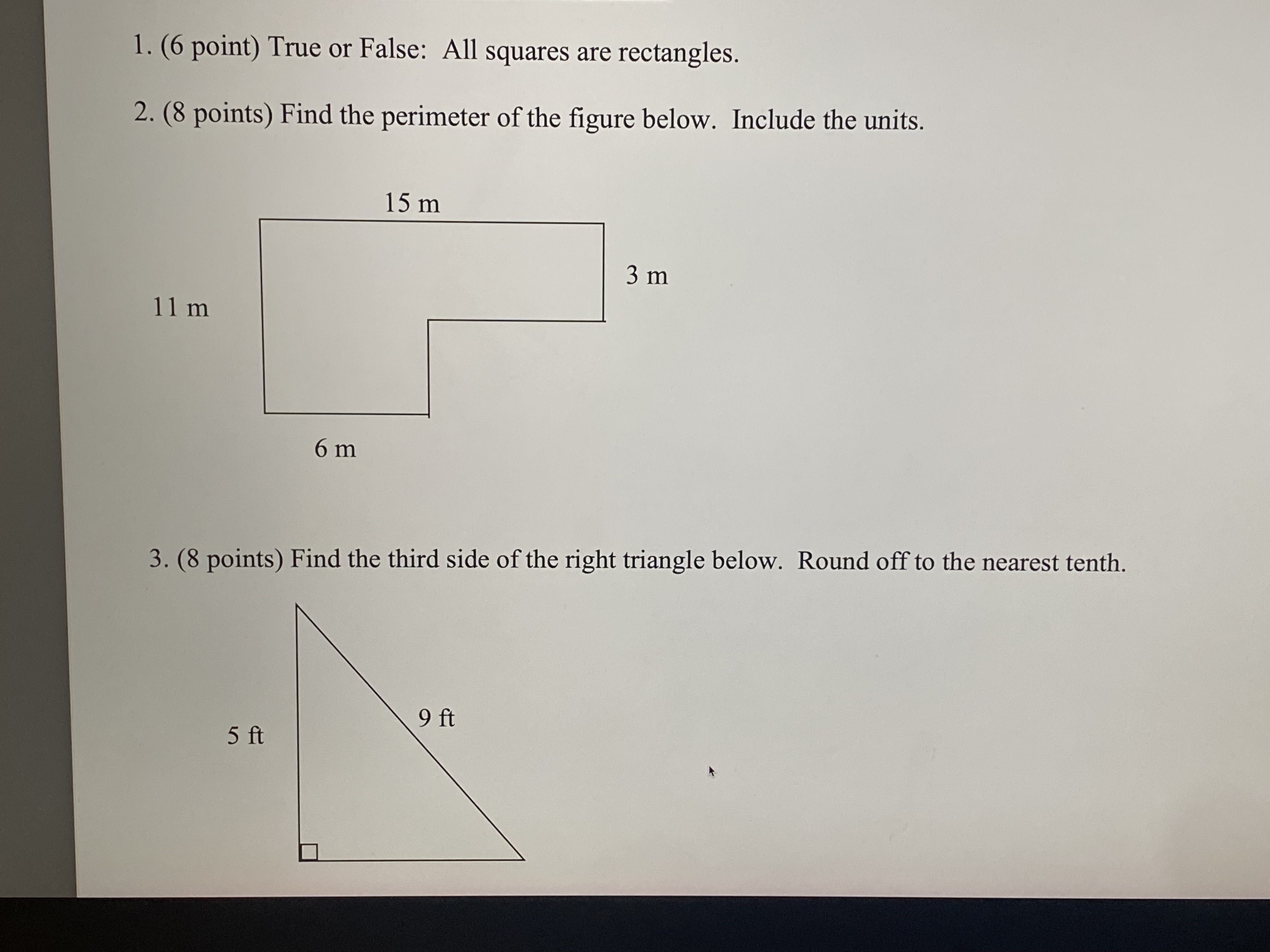 Solved 1. (6 point) True or False: All squares are | Chegg.com