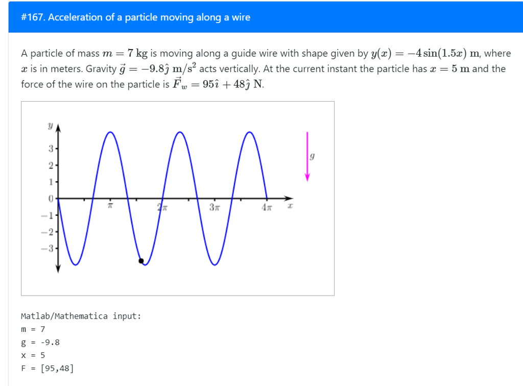 Solved #167. Acceleration of a particle moving along a wire | Chegg.com