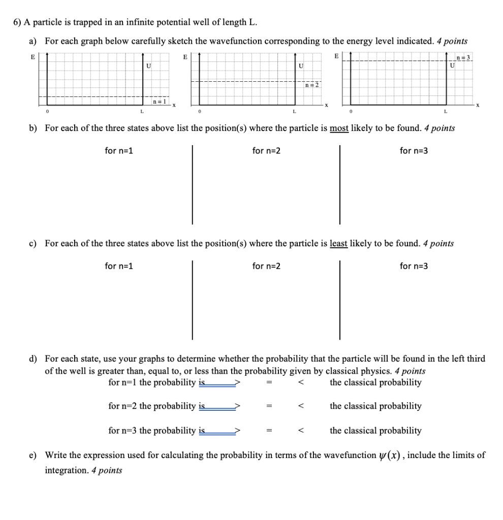 Solved 6) A particle is trapped in an infinite potential | Chegg.com