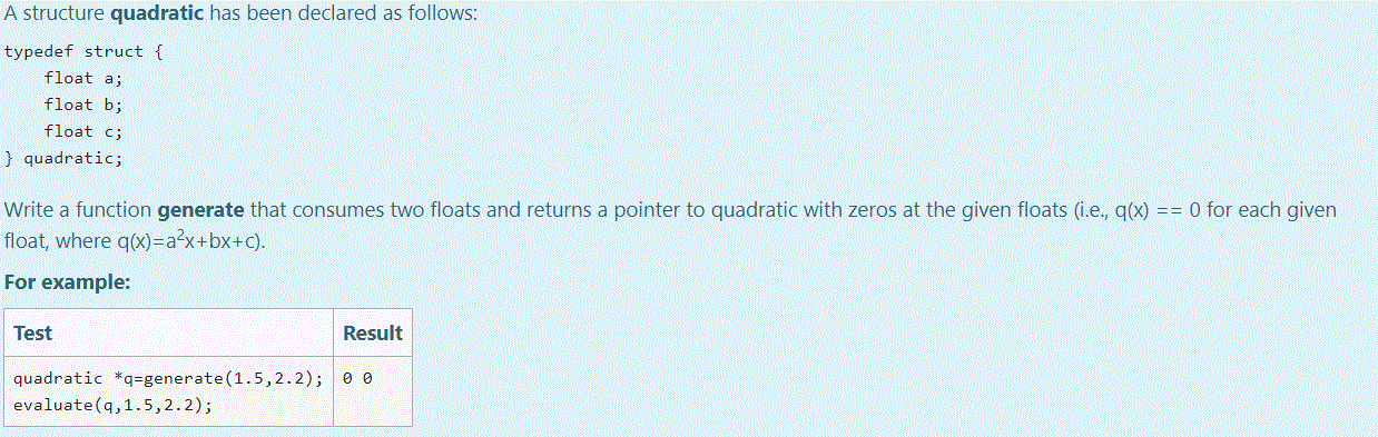 Solved A structure quadratic has been declared as follows: | Chegg.com