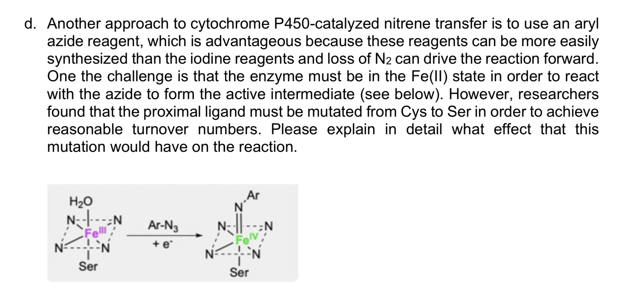 Solved Another approach to cytochrome P450-catalyzed nitrene | Chegg.com
