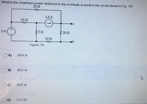 Solved What is the maximum power delivered to the terminals | Chegg.com