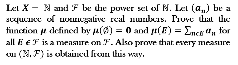 Solved Let X=N and F be the power set of N. Let (an) be a | Chegg.com