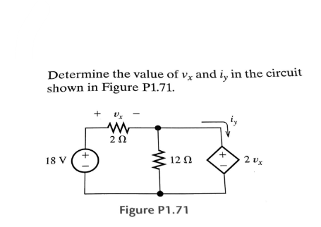 Solved Determine the value of vx and iy in the circuit shown | Chegg.com