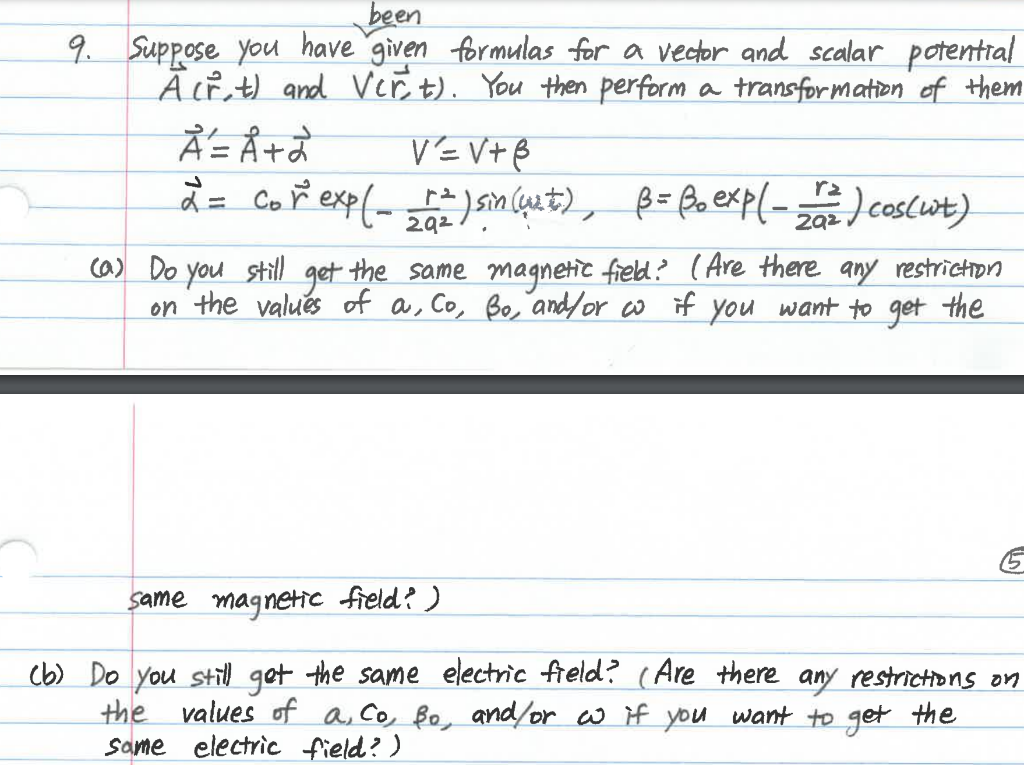 Solved 9. Suppose you have given formulas for a vector and | Chegg.com