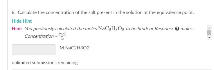 Solved 7. Calculate the number of moles salt present in the | Chegg.com