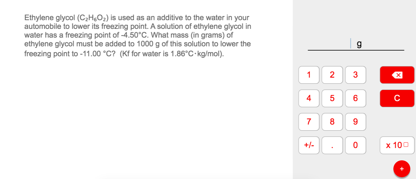 Solved Ethylene glycol (C2H6O2) is used as an additive to | Chegg.com