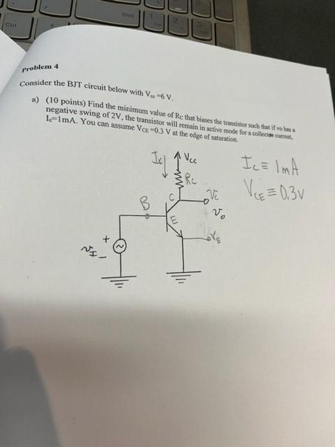 Solved Consider the BJT circuit below with V∝∞=6 V. a) ( 10 | Chegg.com