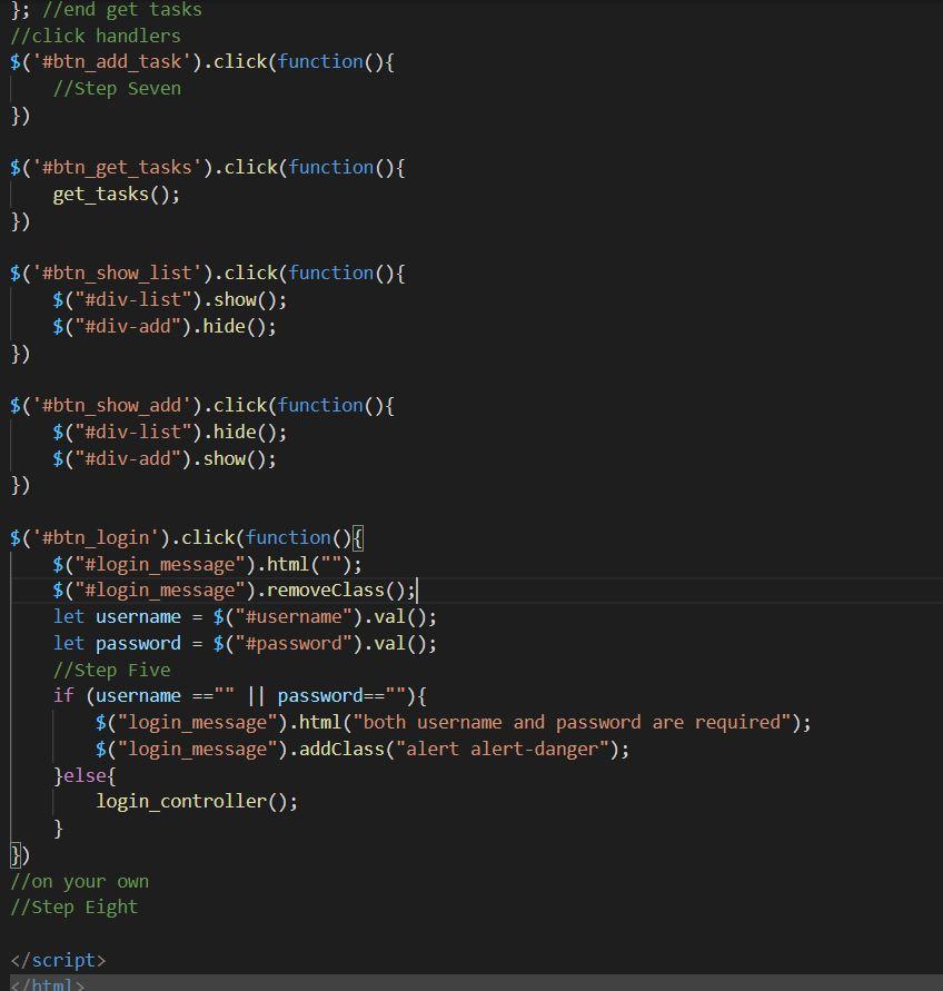 IN JAVASCRIPT. Please finish the code. (step 7) Now, | Chegg.com