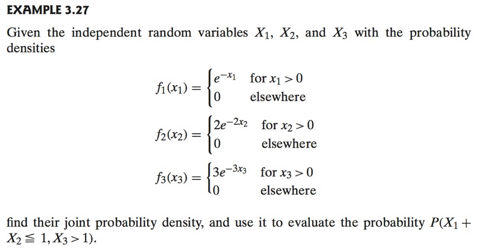 Solved EXAMPLE 3.27 Given the independent random variables | Chegg.com