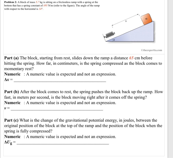 Solved Problem 2: A block of mass 5.7 kg is sitting on a | Chegg.com