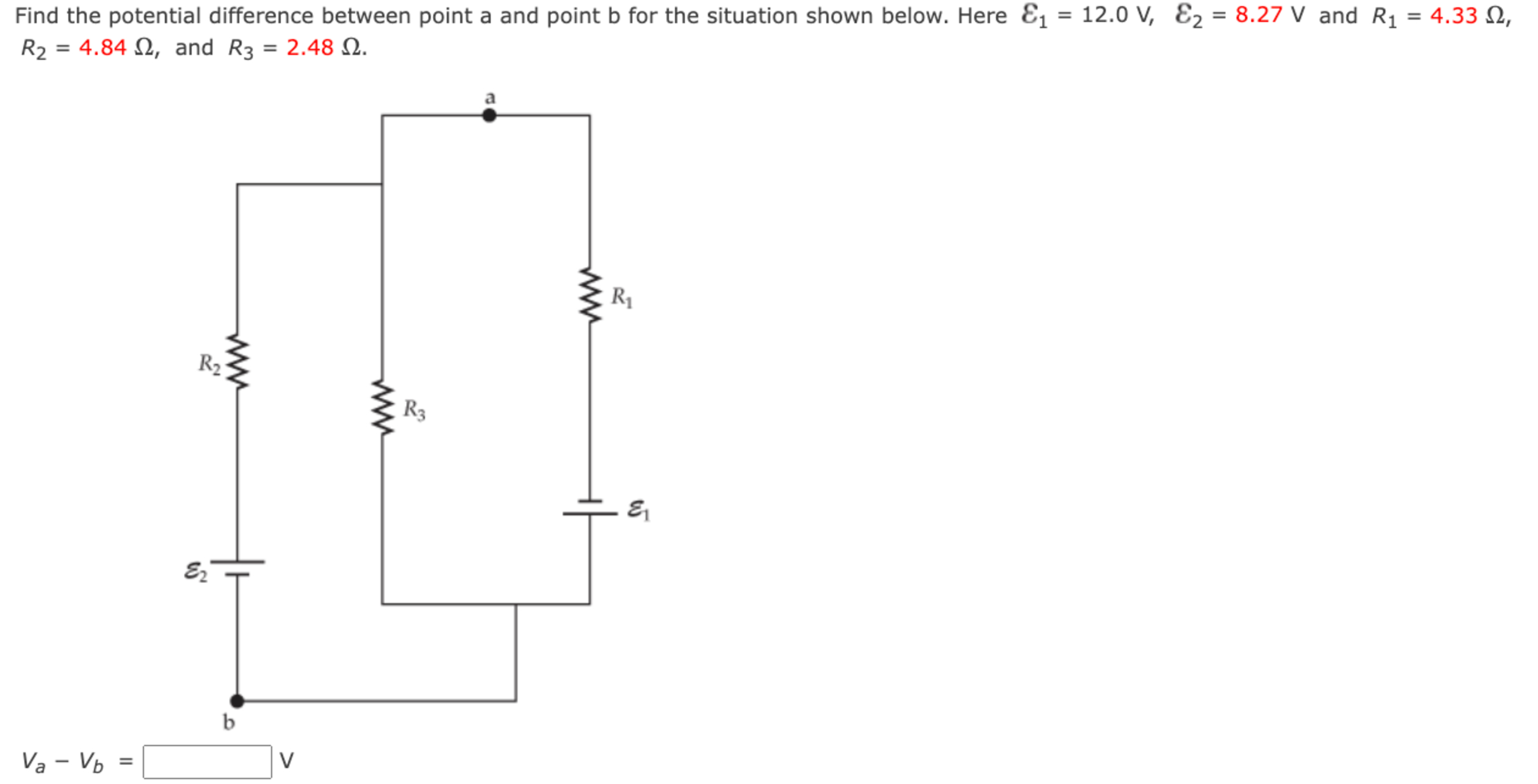 Solved Find the potential difference between point a and | Chegg.com
