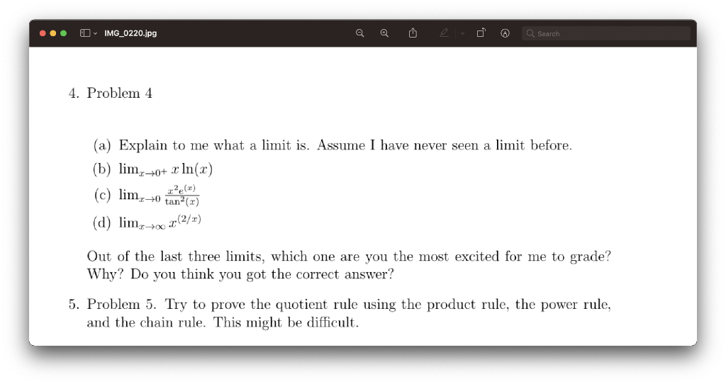 Solved 5. Problem 5. Try to prove the quotient rule using | Chegg.com